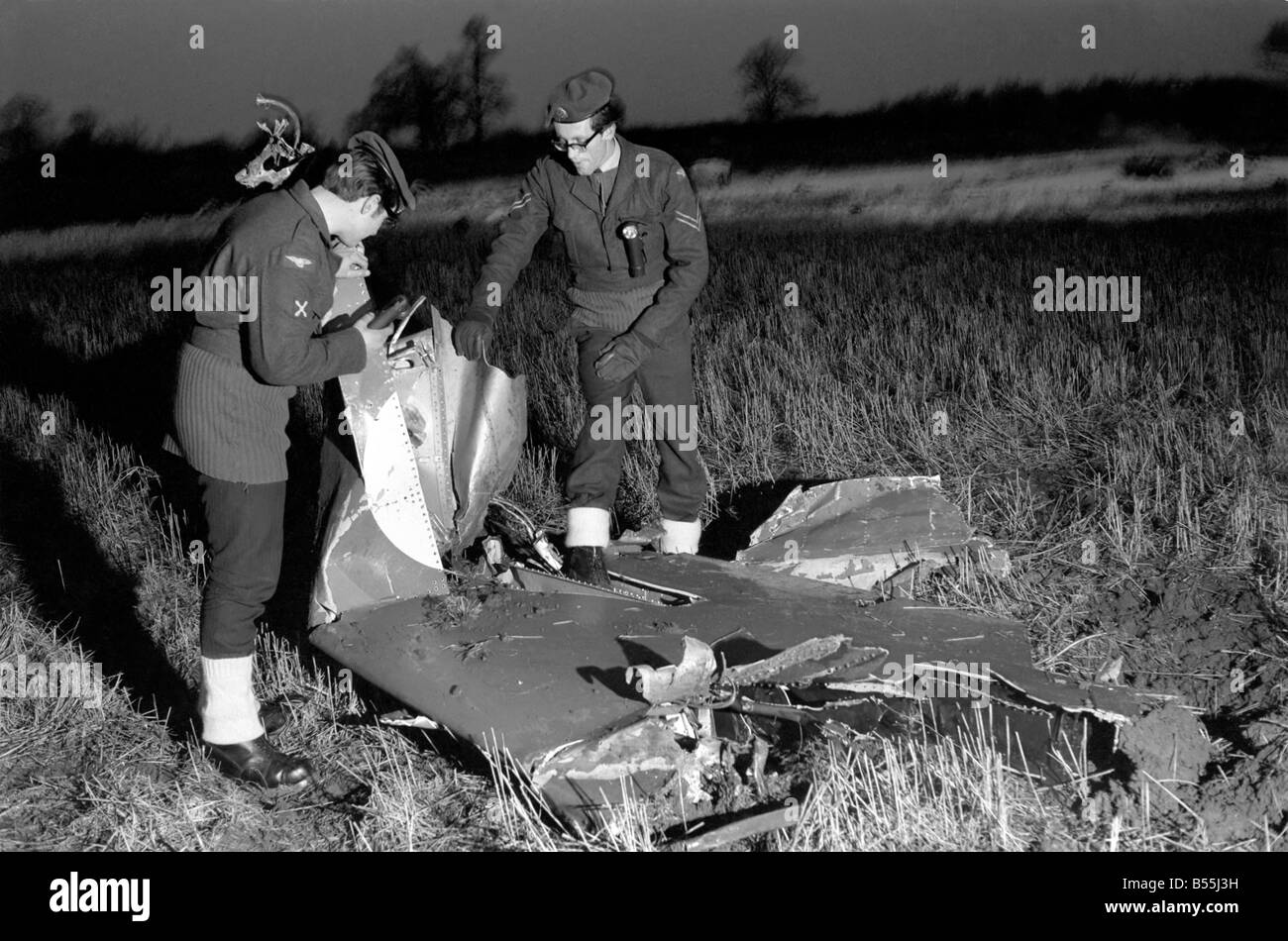 Red Arrows crash near Hatton. Rescue workers surveying the wreckage ...