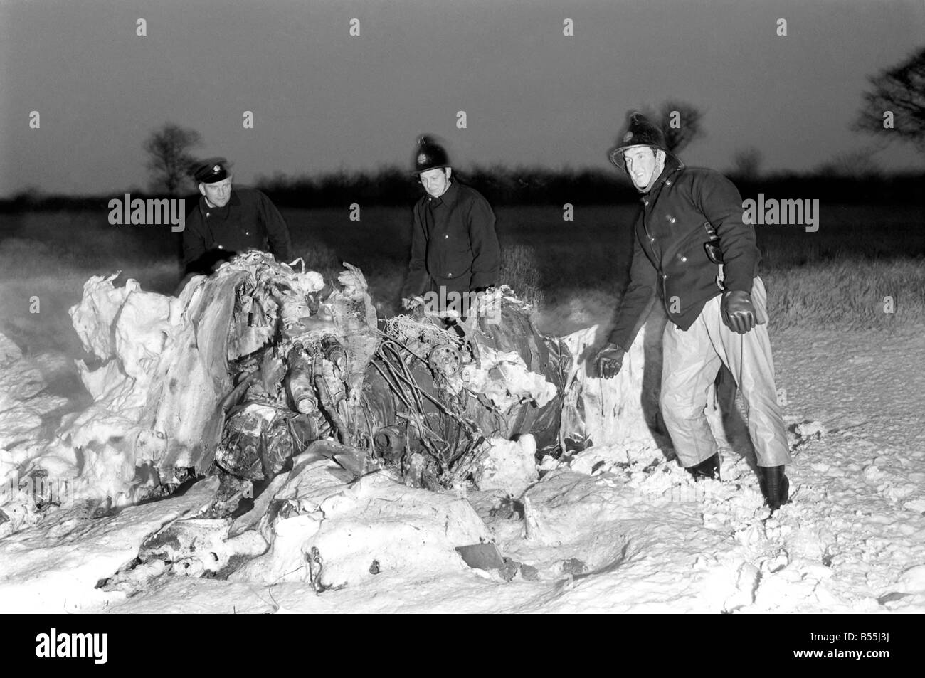 Red Arrows crash near Hatton. Rescue workers surveying the wreckage ...