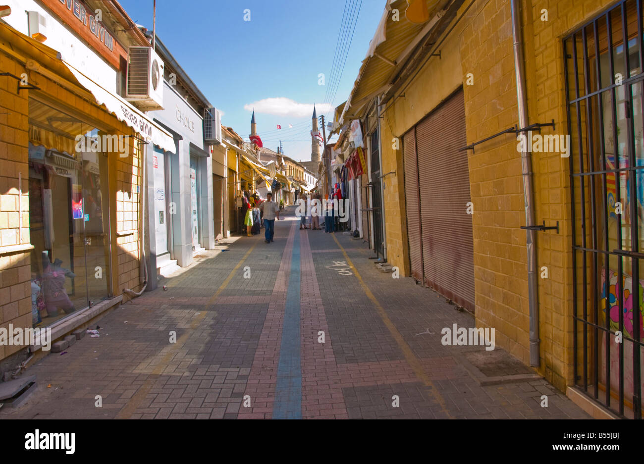 Shopping street in Northern Nicosia Turkish Republic of Northern Cyprus ...