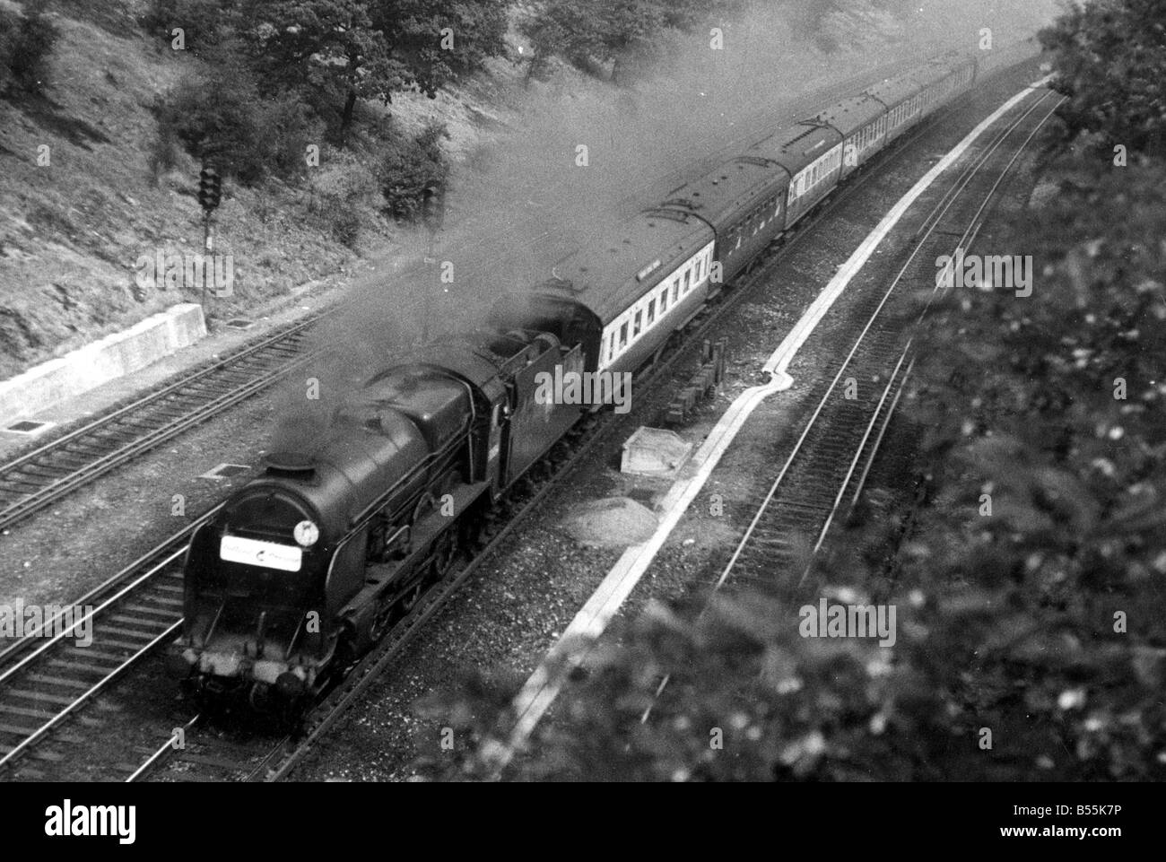 Locomotive under steam. c.1950 P044399 English Railways Stock Photo - Alamy
