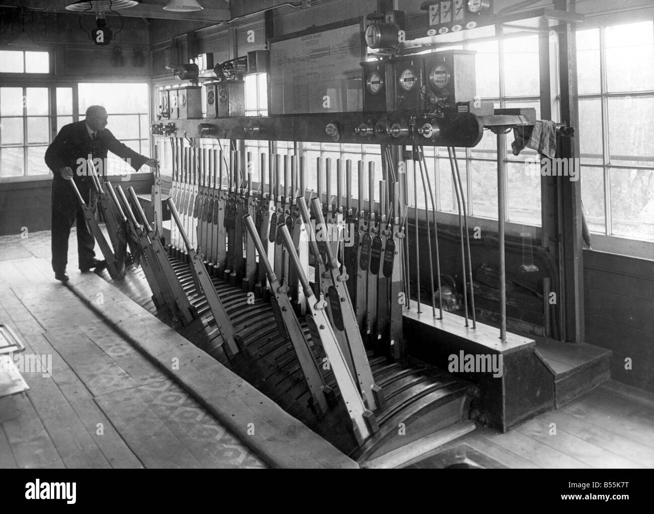 Signalman at work in his Signalbox. c.1950 P044400 English Railways ...