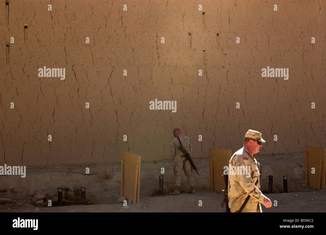 A U.S. Marine walks through the PRT outside Gardez, Paktia province ...