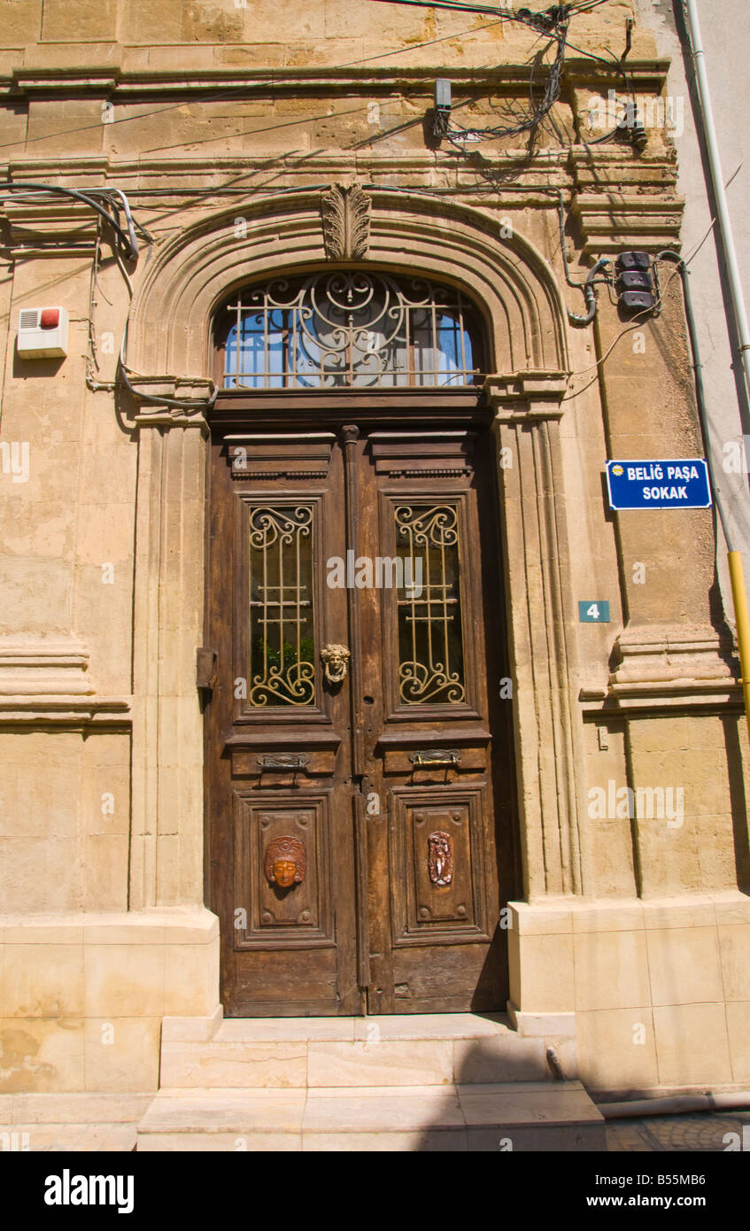 Ornate front door of period building in Northern Nicosia Turkish ...