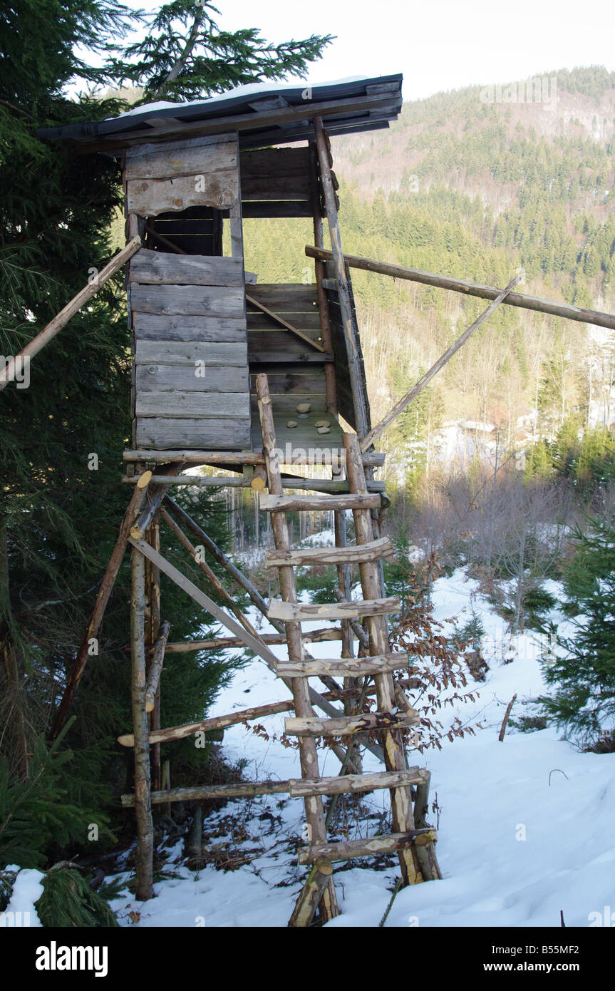 A raised blind raised hide outside Stock Photo - Alamy