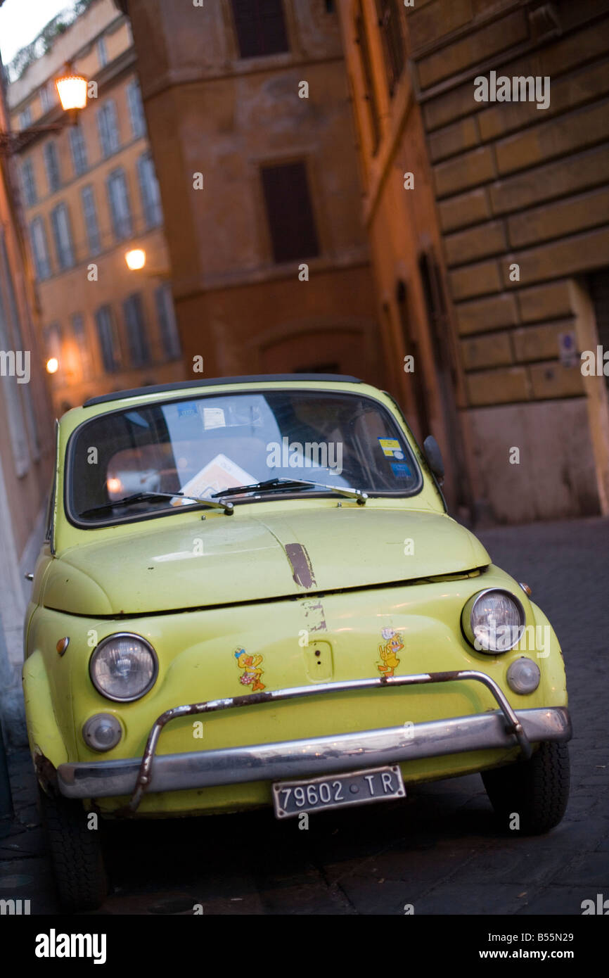 Original Fiat 500 in the old Rome, Rome. Italy Stock Photo - Alamy