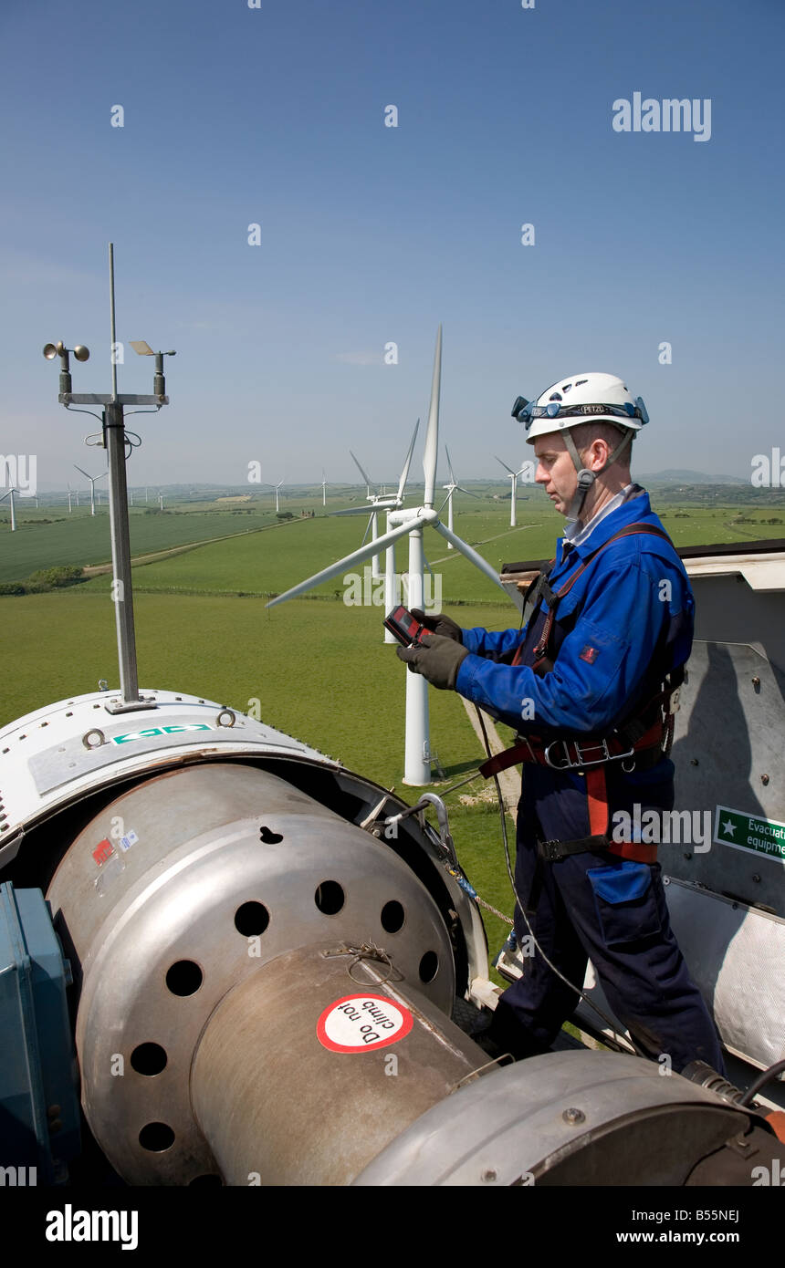 Maintenance of industrial wind power turbine nacelle Stock Photo - Alamy