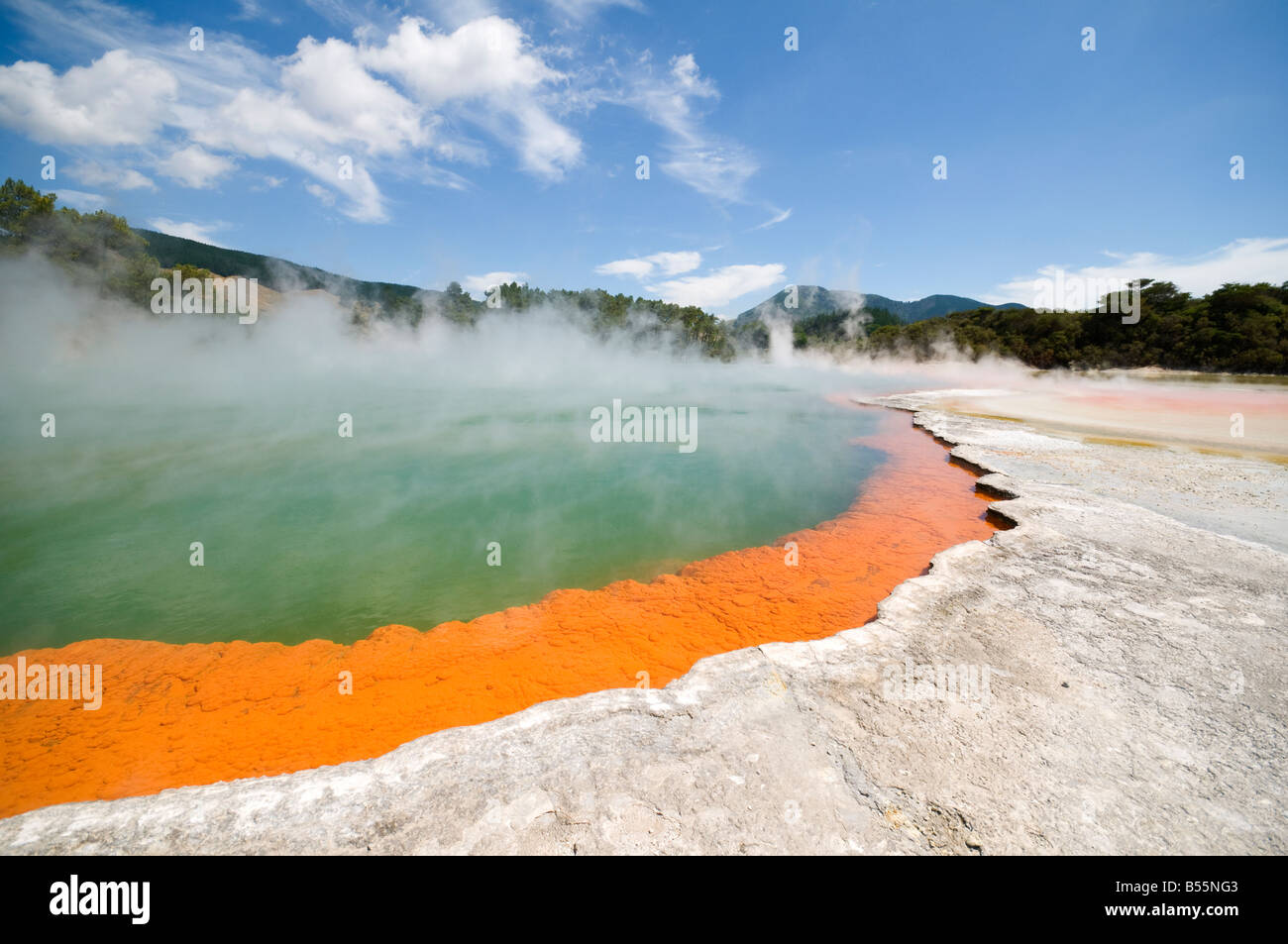 The Champagne Pool geothermal spring at the Wai-O-Tapu thermal area ...