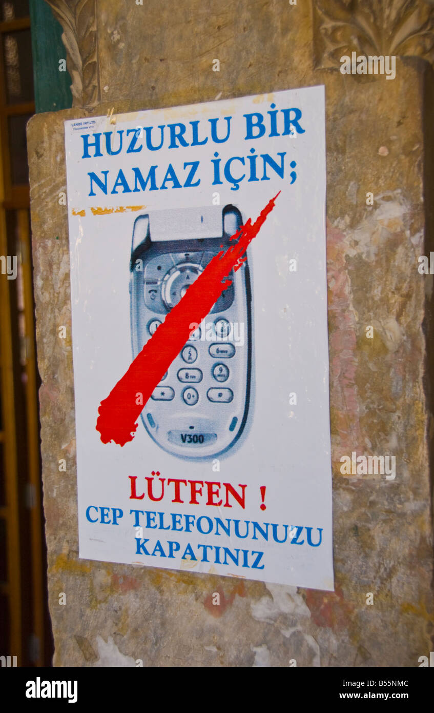 No mobile phones sign outside Selimiye Mosque formerly St Sophia ...