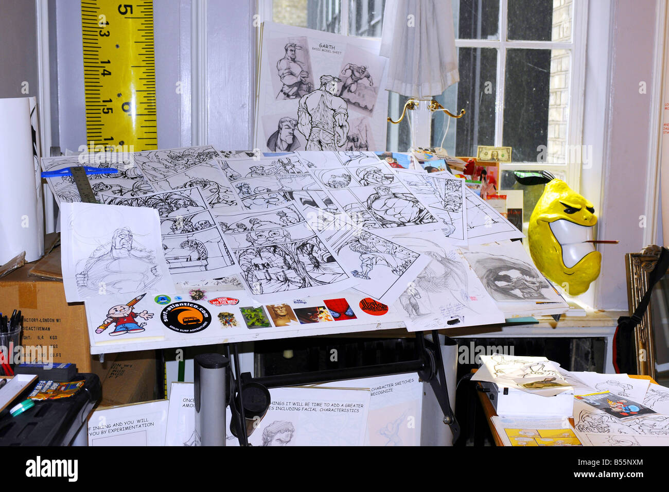 Animated cartoon artists office at a London film studios Stock Photo ...