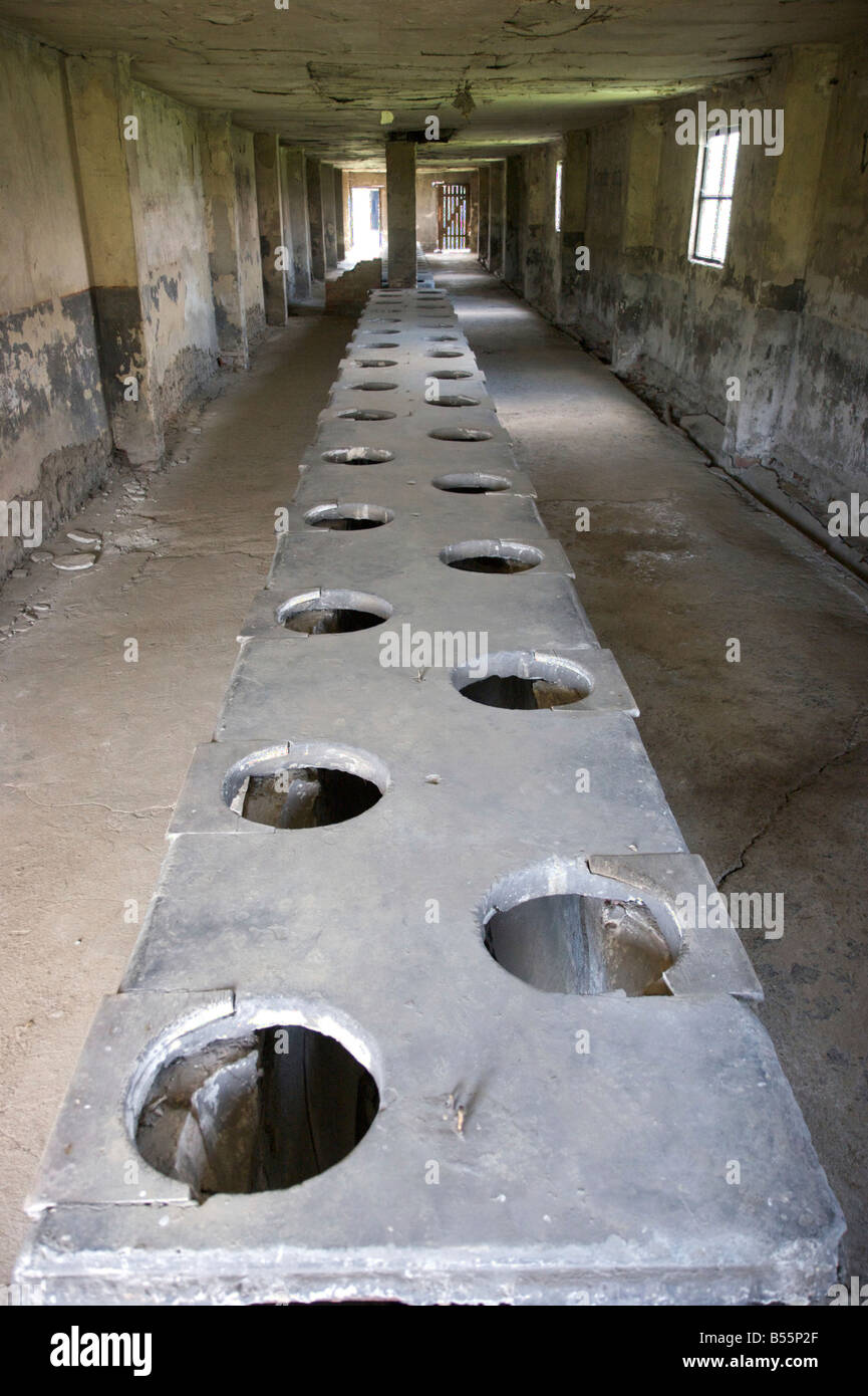 Mass toilet barrack in former concentration camp Auschwitz II (Birkenau ...