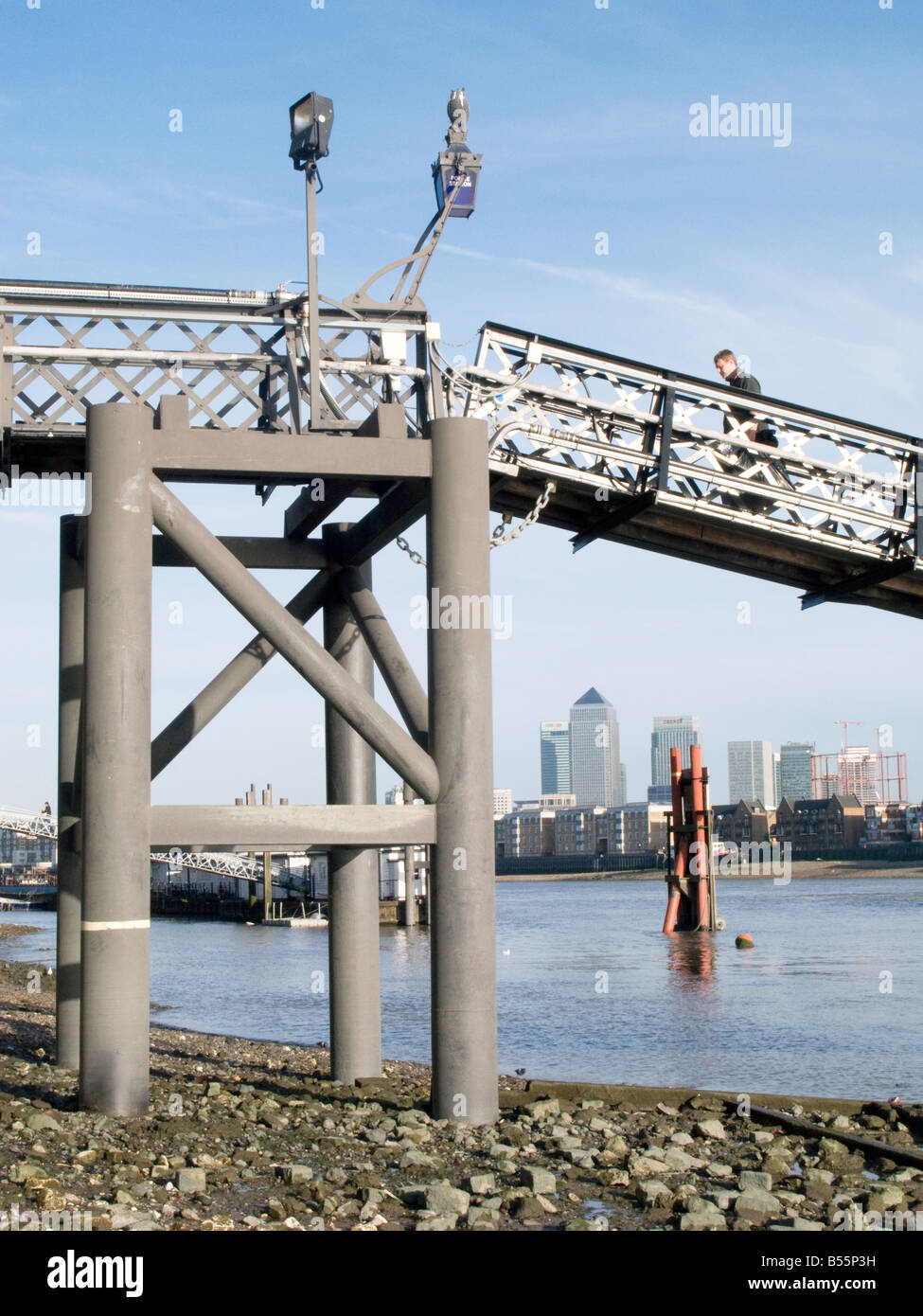 UK Views of Canary Wharf across the Thames from the River Boat Police ...