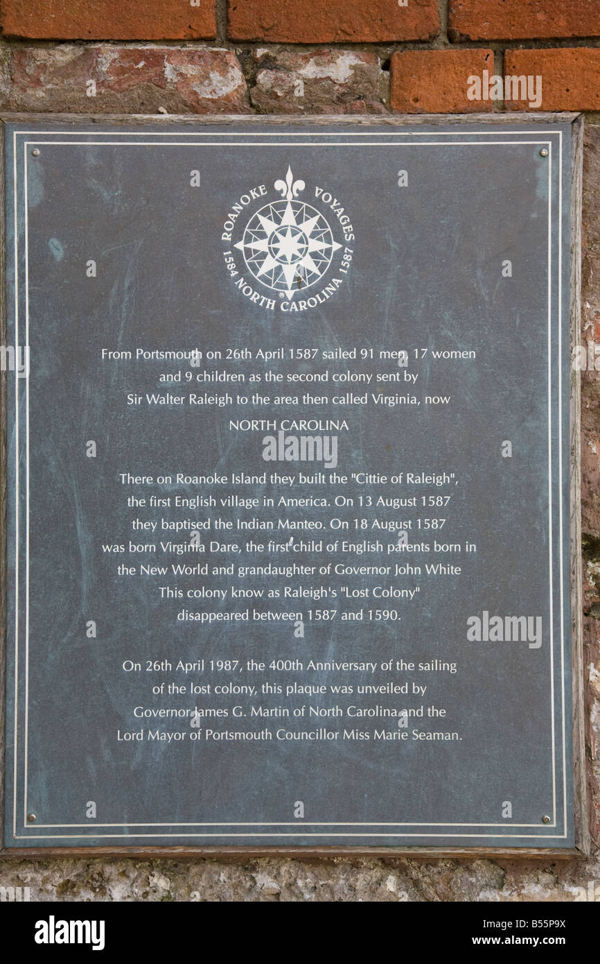 Plaque commemorating the 400th anniversary of the Raleigh's lost colony ...