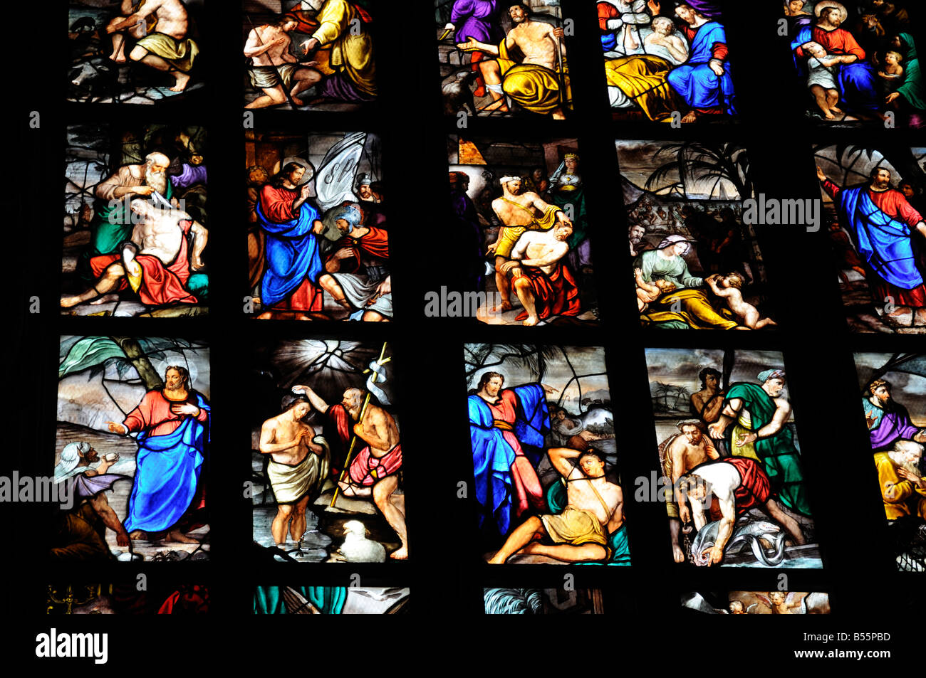Stained Glass windows in the Duomo (cathedral) of Milan in Northern ...