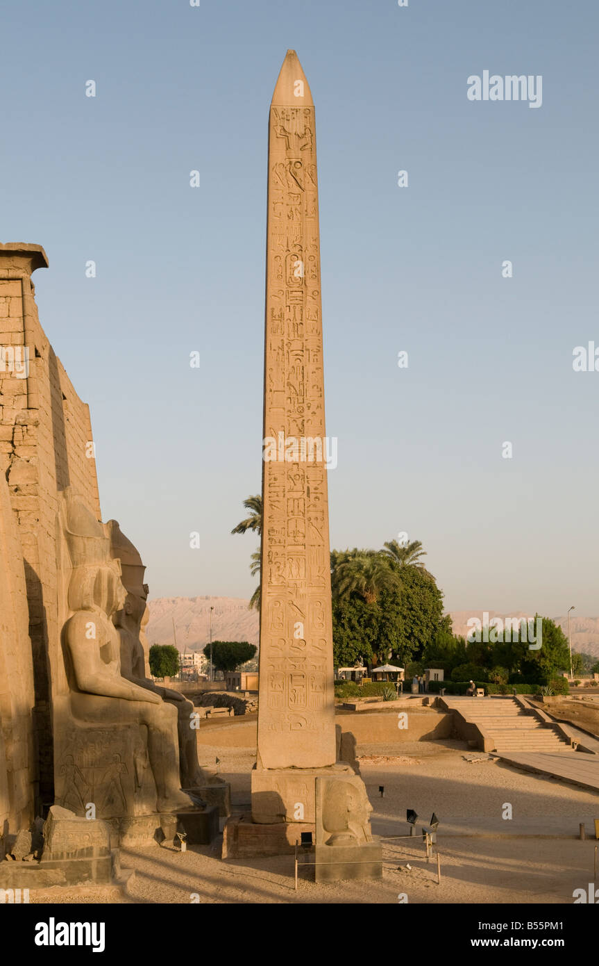 The red granite obelisk at Luxor Temple of Thebes located on the east ...
