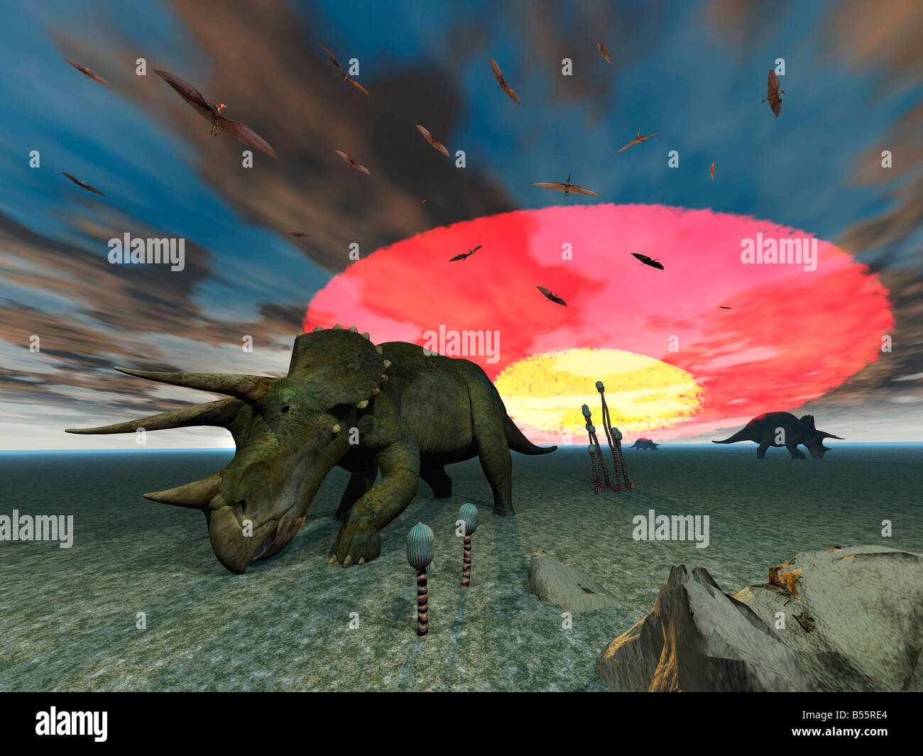 A Giant Meteorite Impacting On The Surface Of A Prehistoric Earth Stock ...