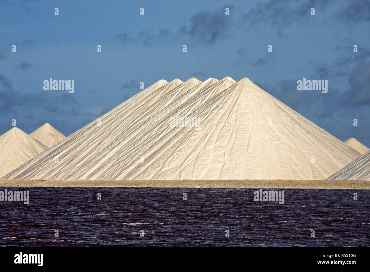 West Indies Bonaire Salt pans Sea salt mine of Pekelmeer Stock Photo ...