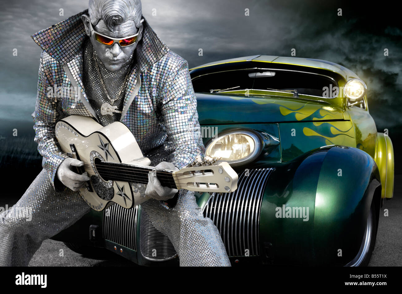 License and prints at MaximImages.com - Silver Elvis with a guitar and ...