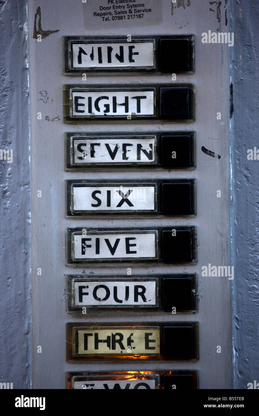 numbered door bells Stock Photo - Alamy