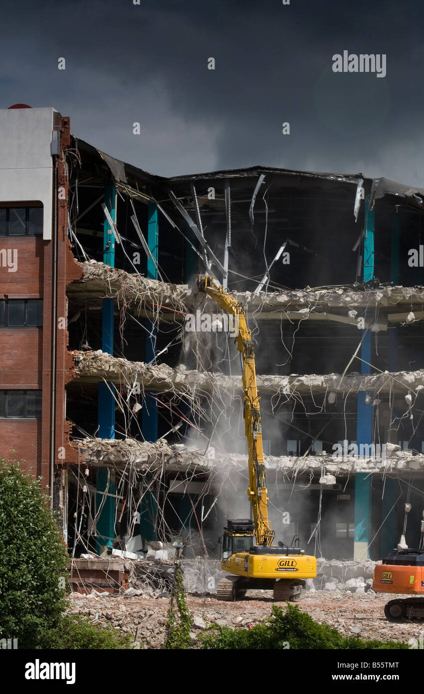 Demolition of commercial property in Leeds, Yorkshire UK Stock Photo ...