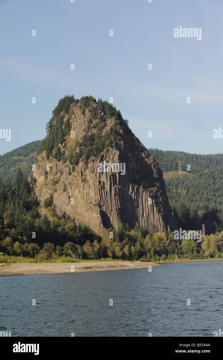 beacon rock with pale blue sky washington state park USA Stock Photo ...