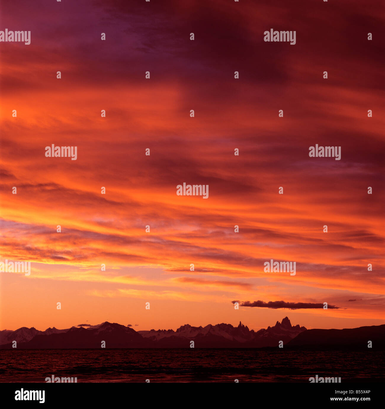 A glorious sunset over the southern Andean mountain range Stock Photo ...