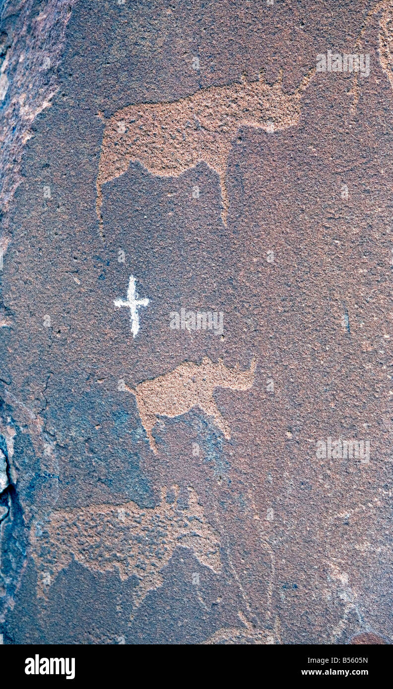 Rock art petroglyphs in Twyfelfontein area in Damaraland Namibia Stock ...