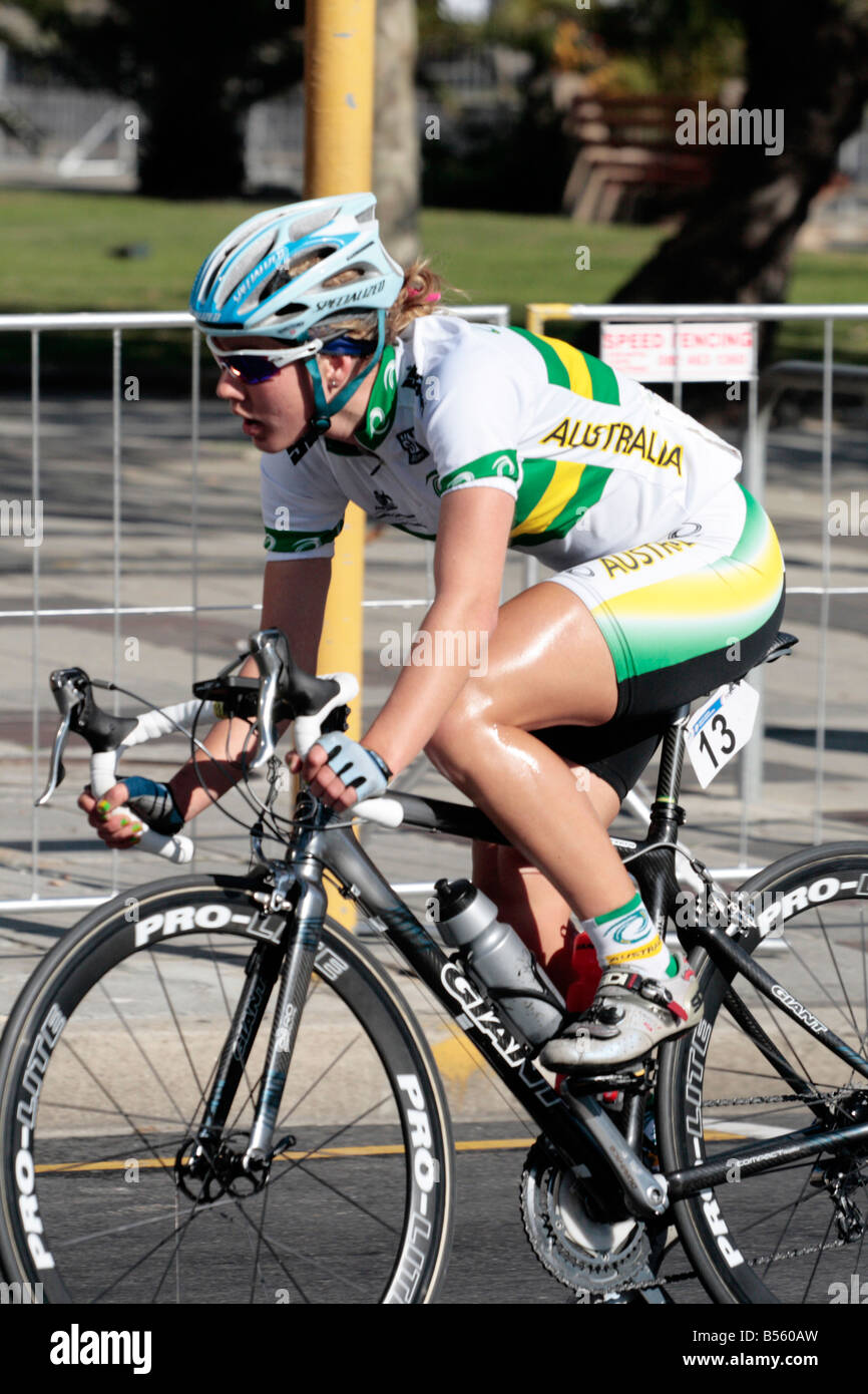 Female Australian cyclist taking part in the UCI Junior World Champs in ...