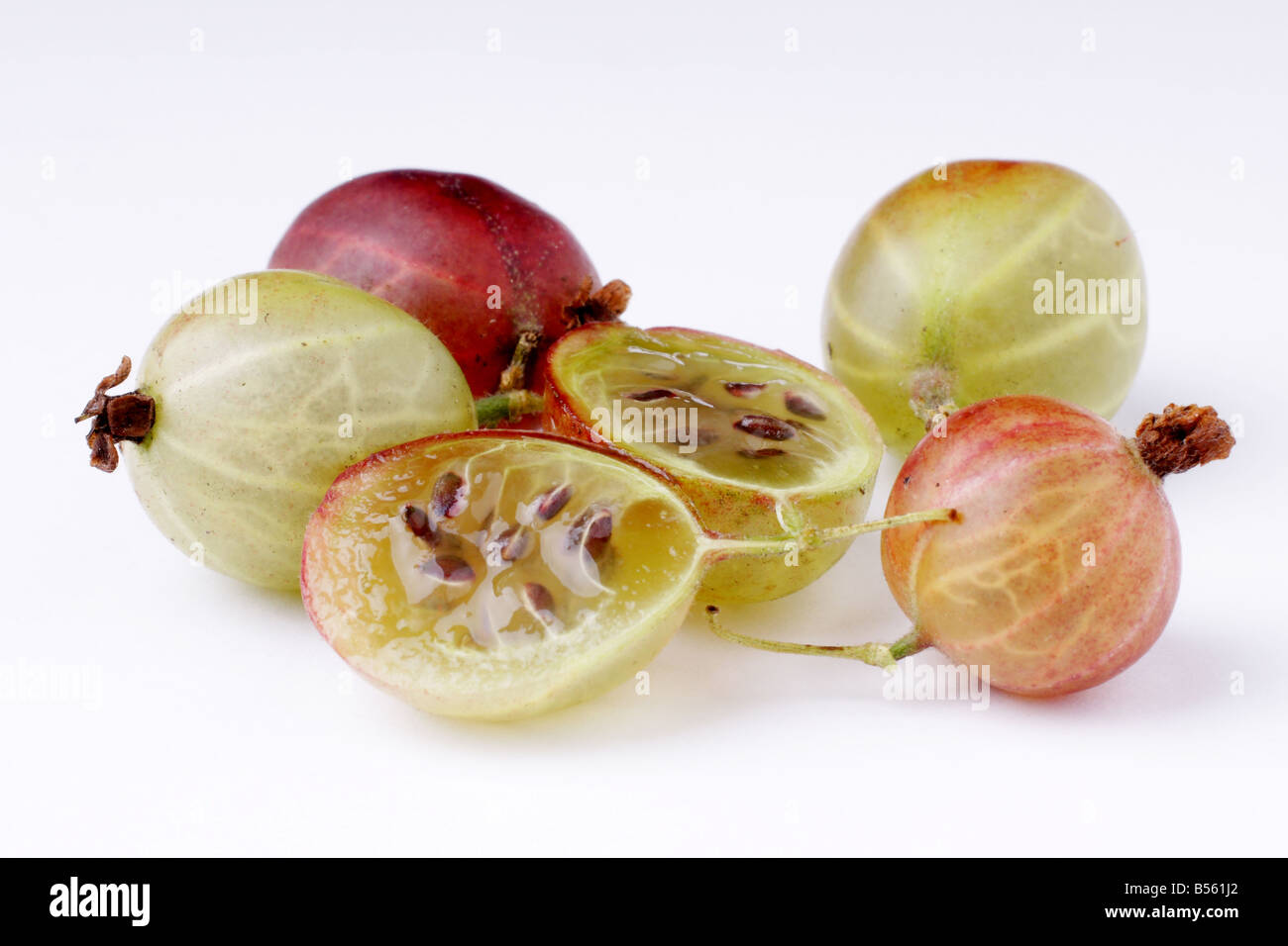 Gooseberries on white background Stock Photo - Alamy