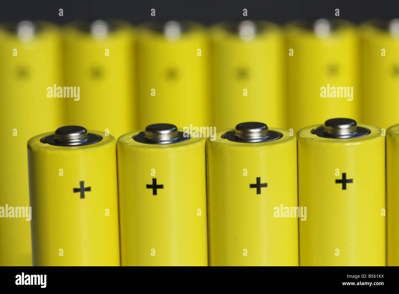 Green and yellow batteries, illustrates the concept of green ...