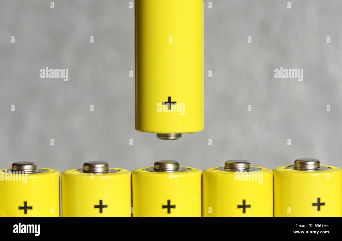 Green and yellow batteries, illustrates the concept of green ...