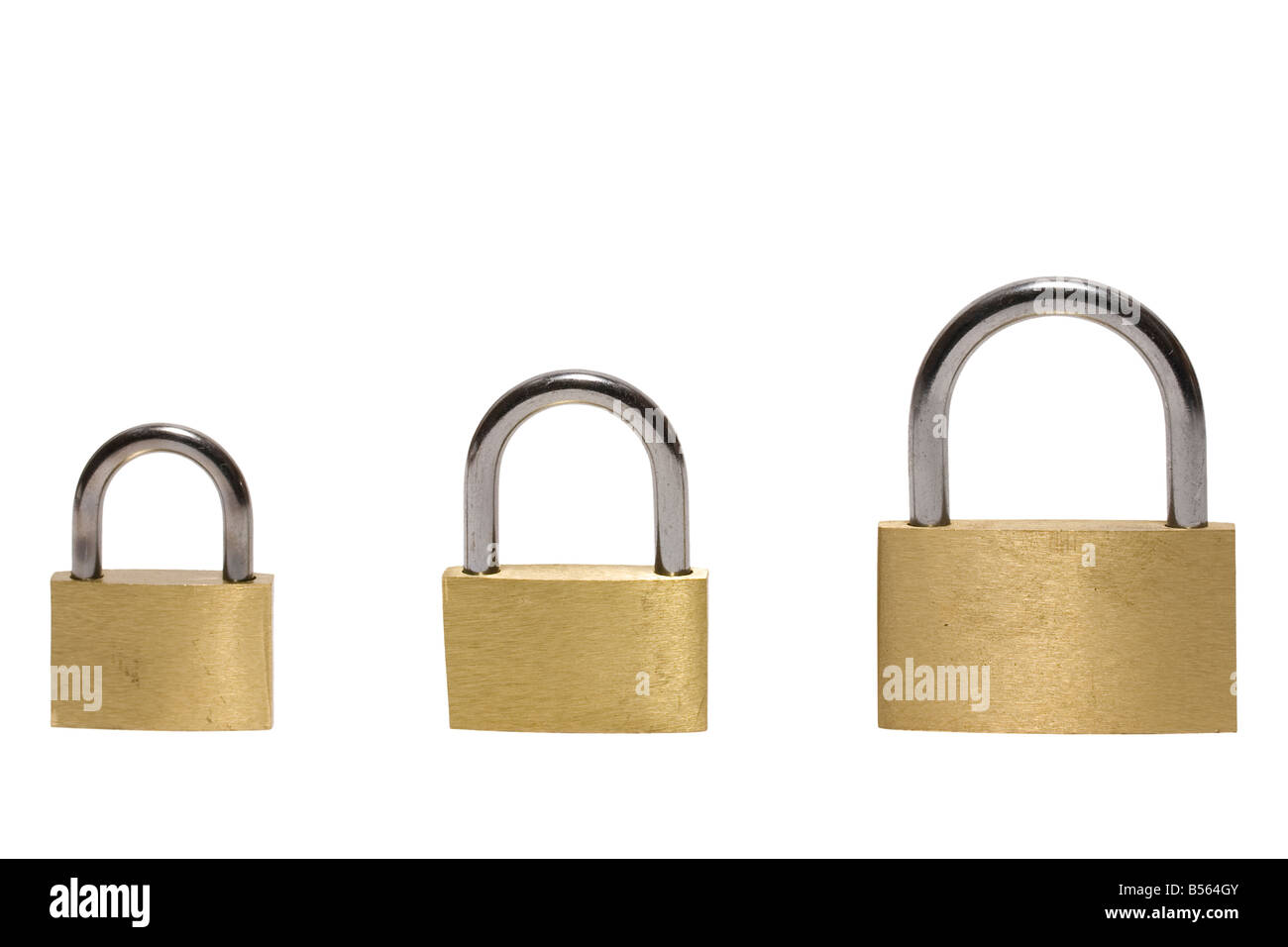 Three padlocks of different size isolated on white Stock Photo - Alamy