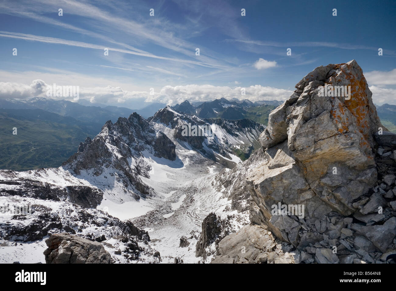 View from below Valluga Summit Stock Photo - Alamy