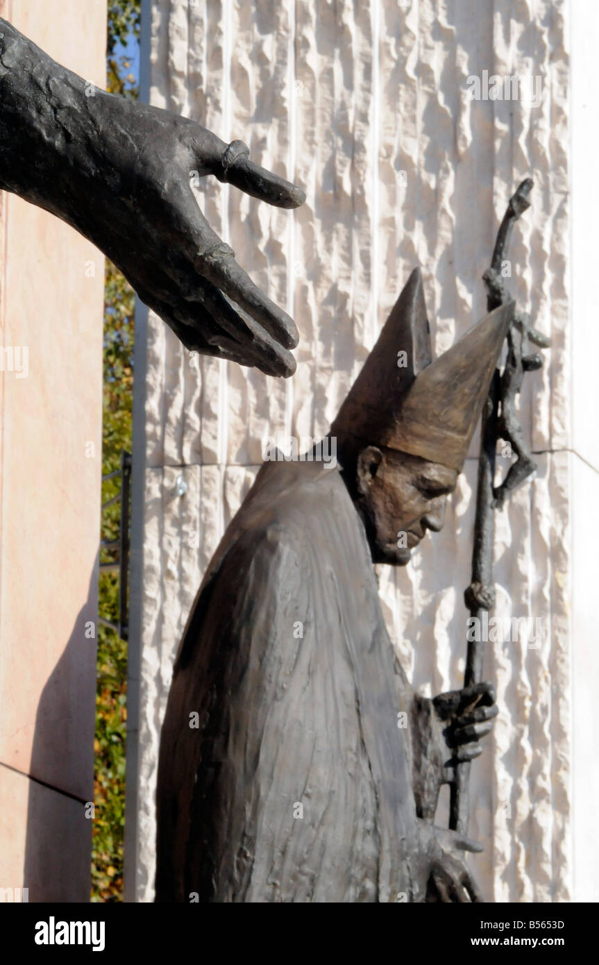 A statue representing late Polish pope John Paul 2, in the courtyard of ...
