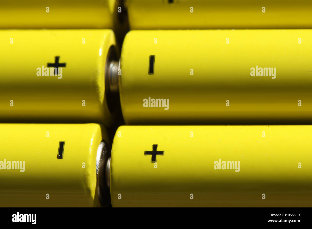 Green and yellow batteries, illustrates the concept of green ...