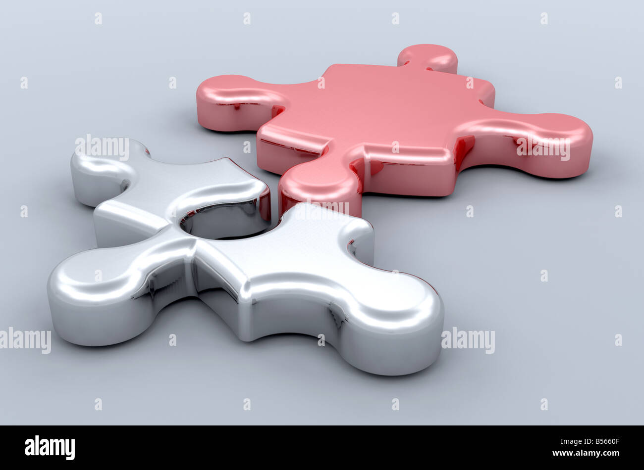 3D render of 2 jigsaw pieces connecting Stock Photo - Alamy