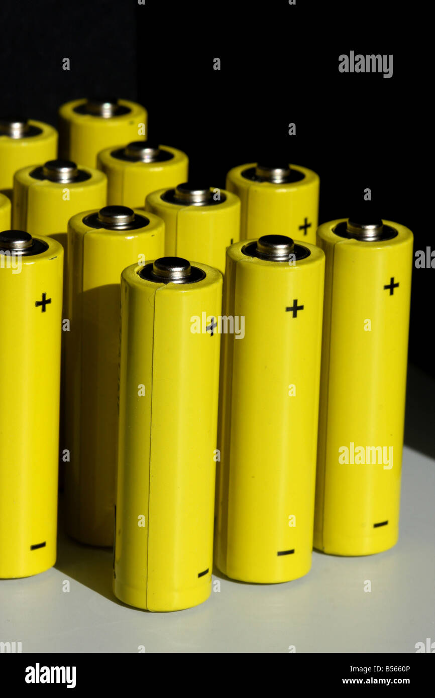Green and yellow batteries, illustrates the concept of green ...
