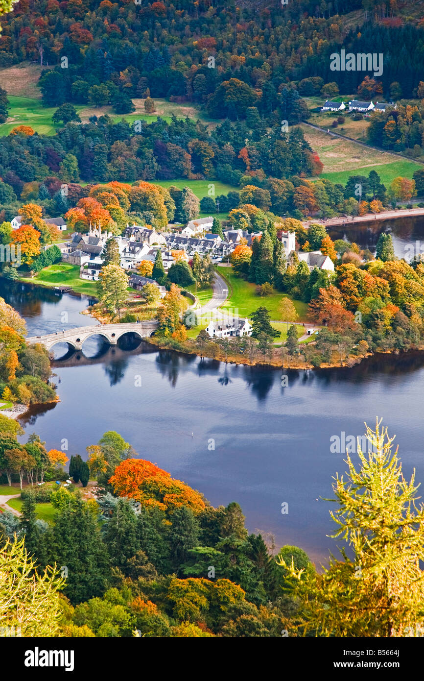 The village of Kenmore on loch Tay in the autumn time. Perthshire ...