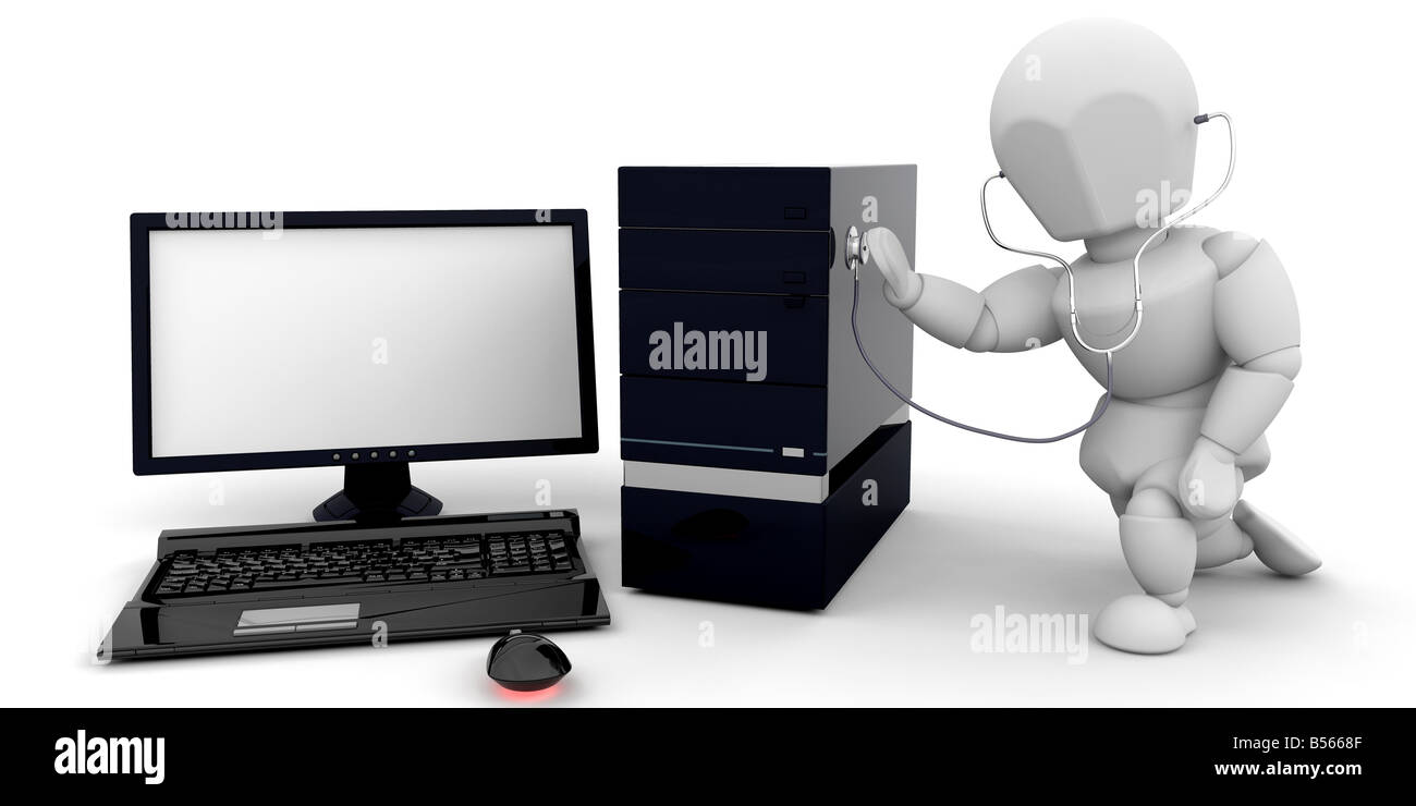 3D render of someone giving a computer a health check Stock Photo - Alamy