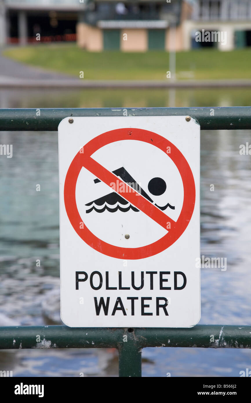 No Swimming Sign Pollution