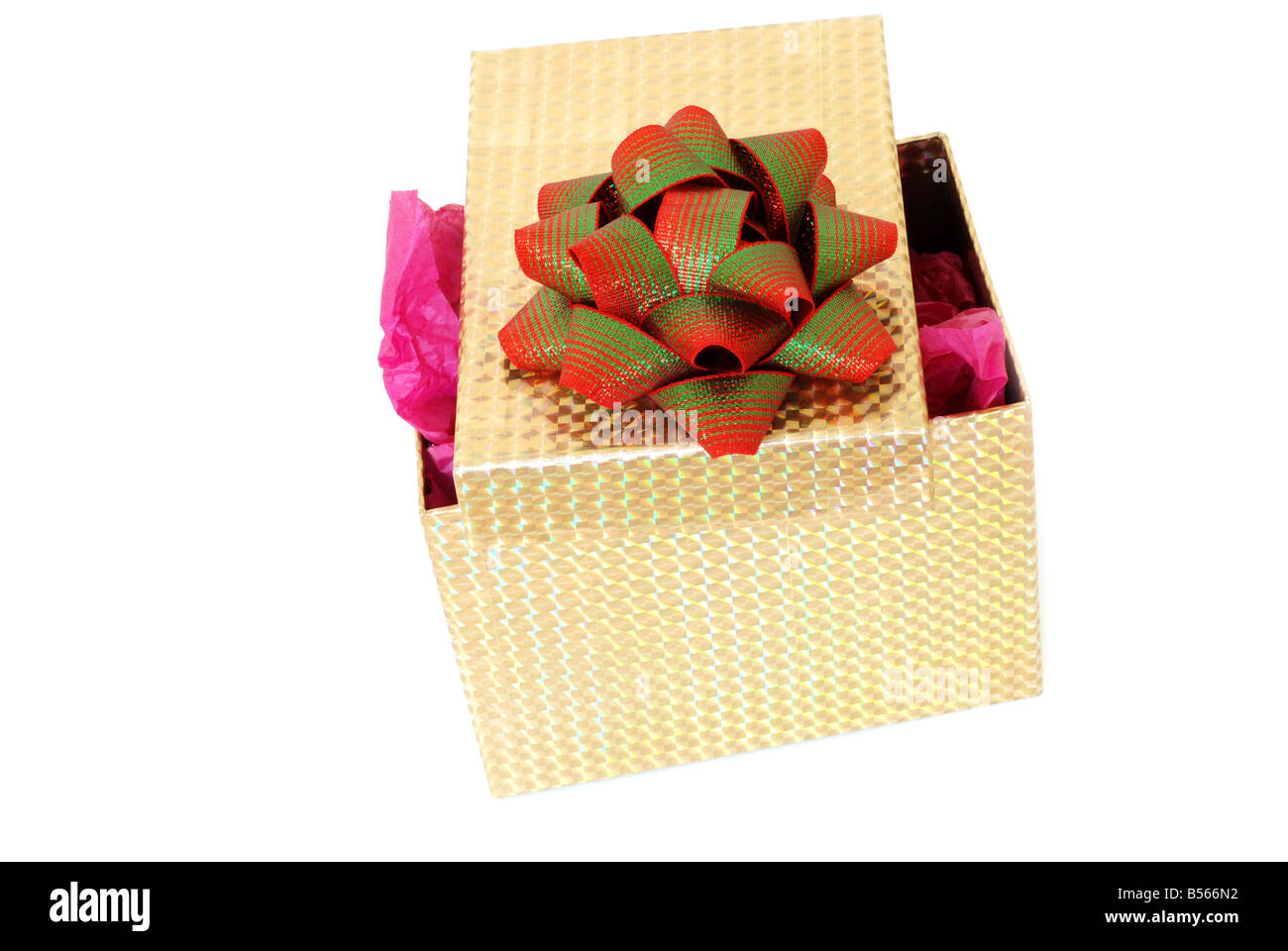 Golden luxury gift box Cut Out Stock Images & Pictures - Alamy
