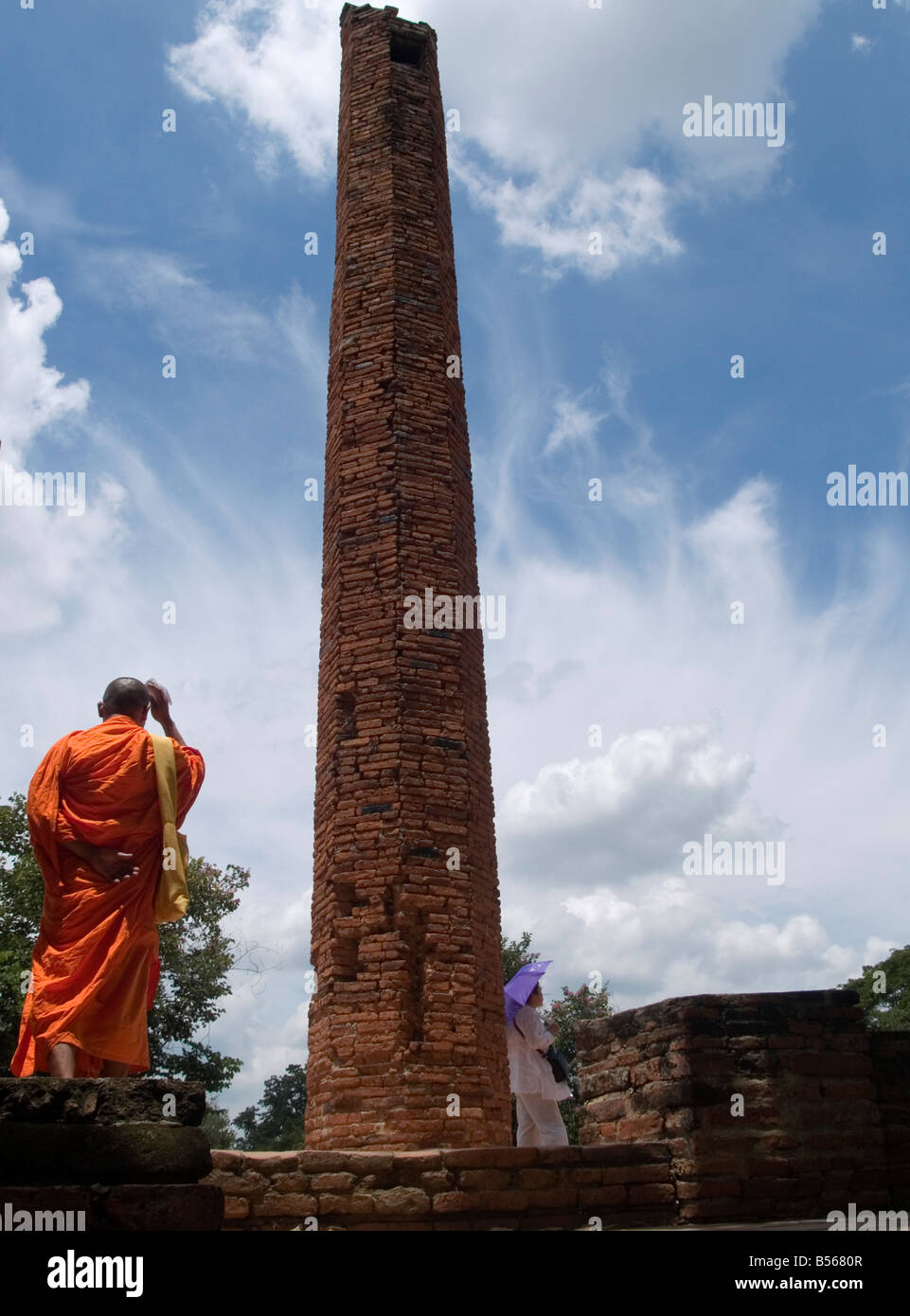 monk walking at Phra Mahathat temple in Ayutthaya Thailand Stock Photo ...