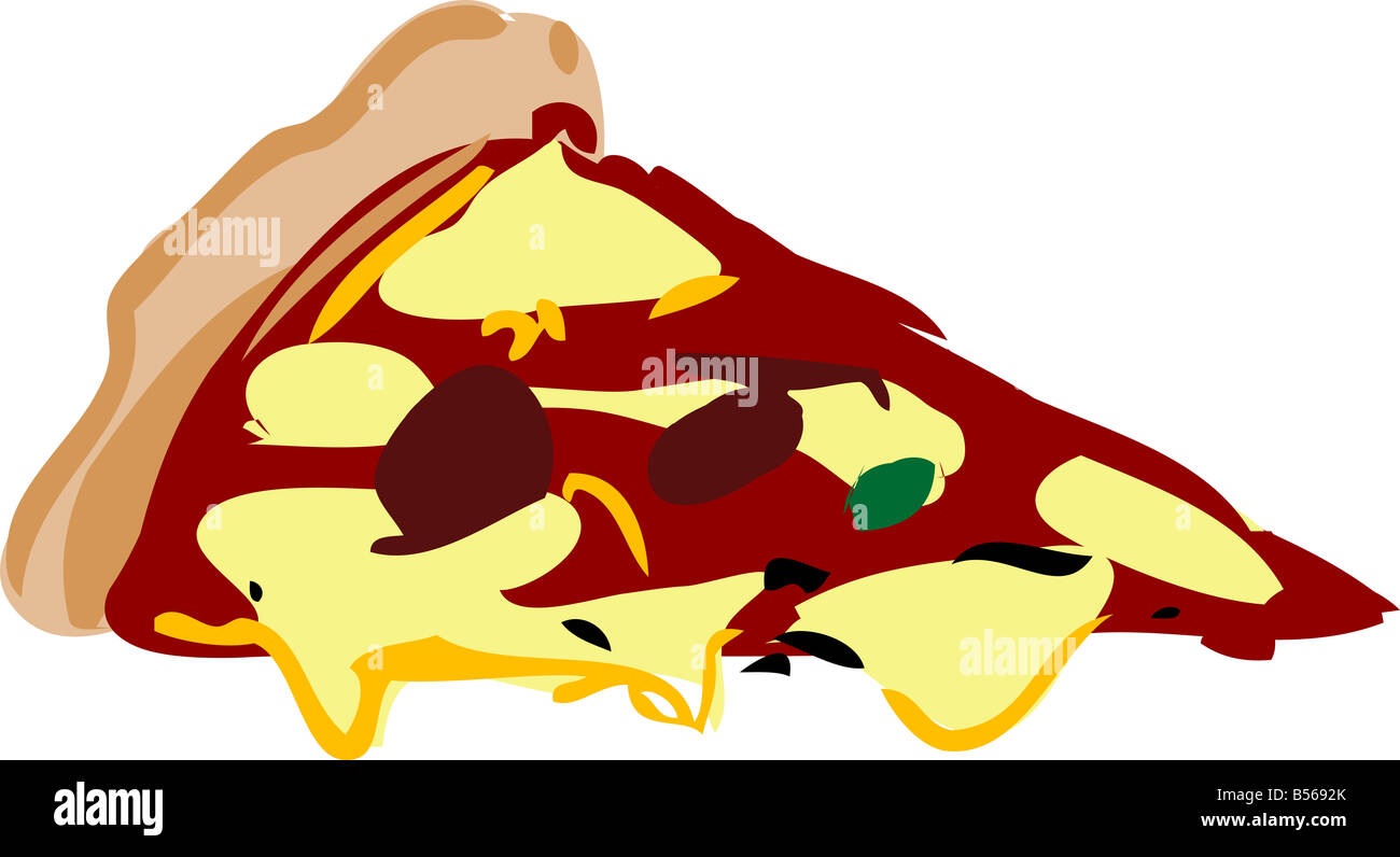 Slice of pizza fast food hand drawn look illustration Stock Photo - Alamy