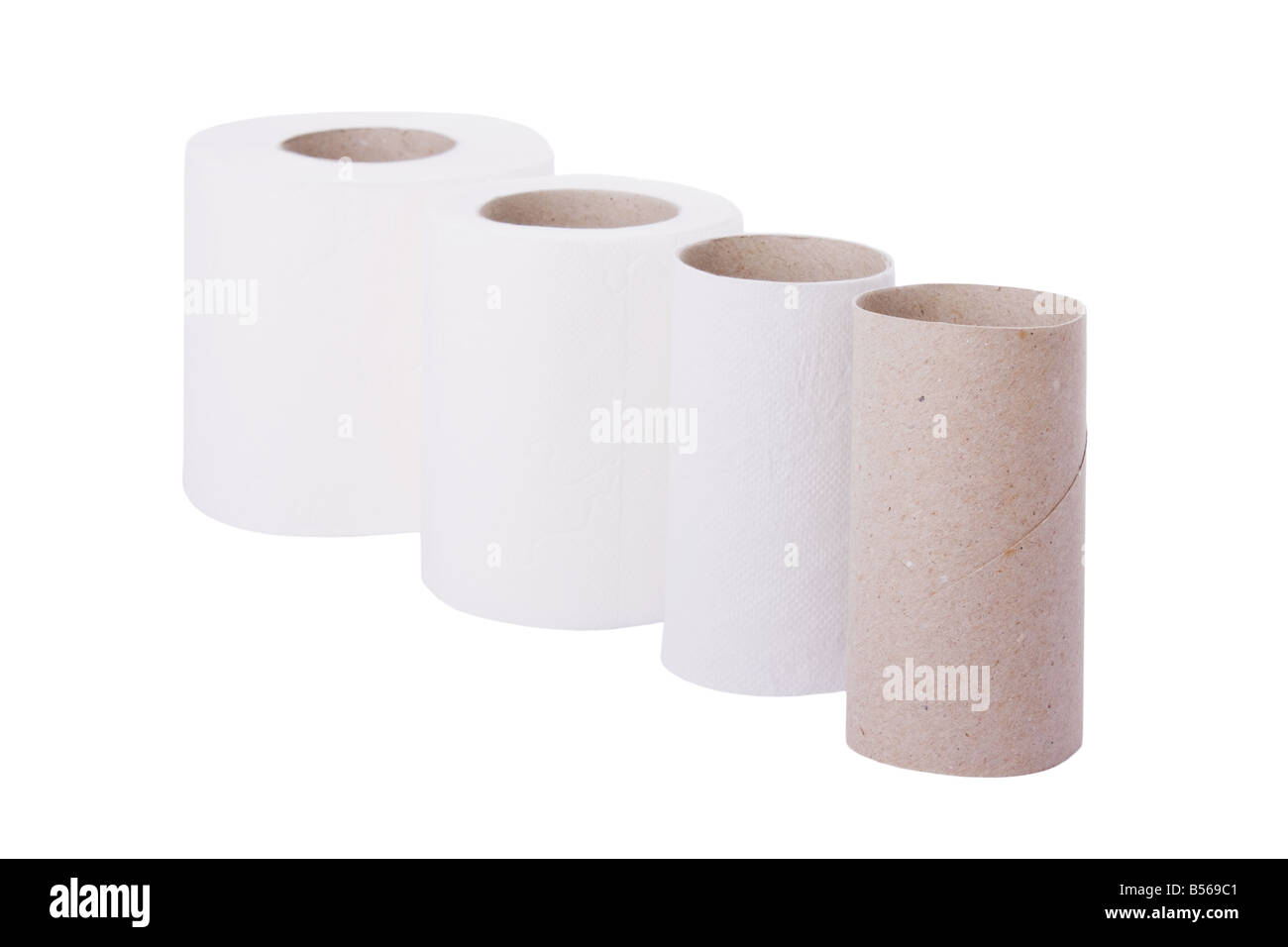 Sequence of toilet paper rolls from new to empty Stock Photo - Alamy