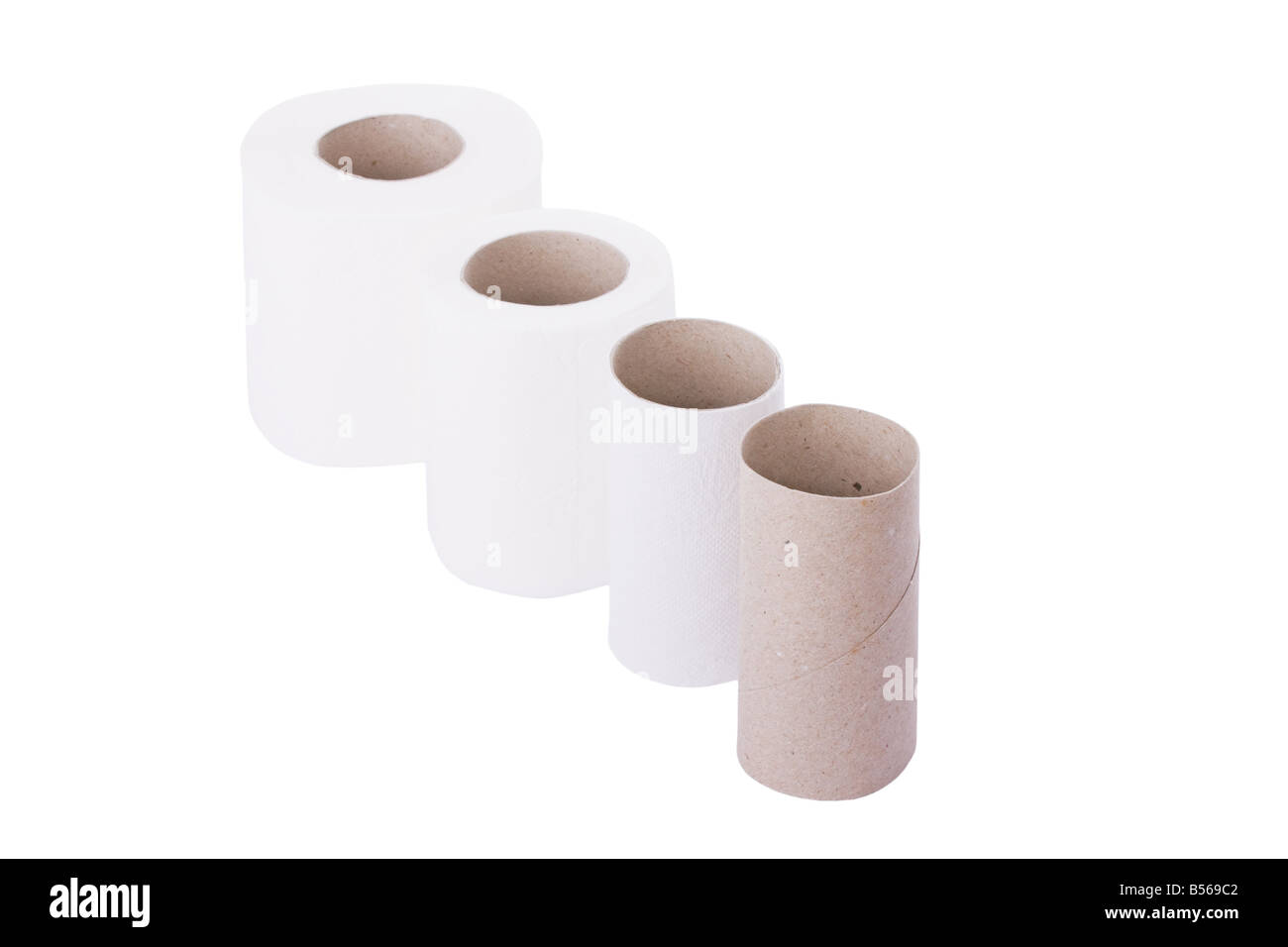 Sequence of toilet paper rolls from new to empty Stock Photo - Alamy