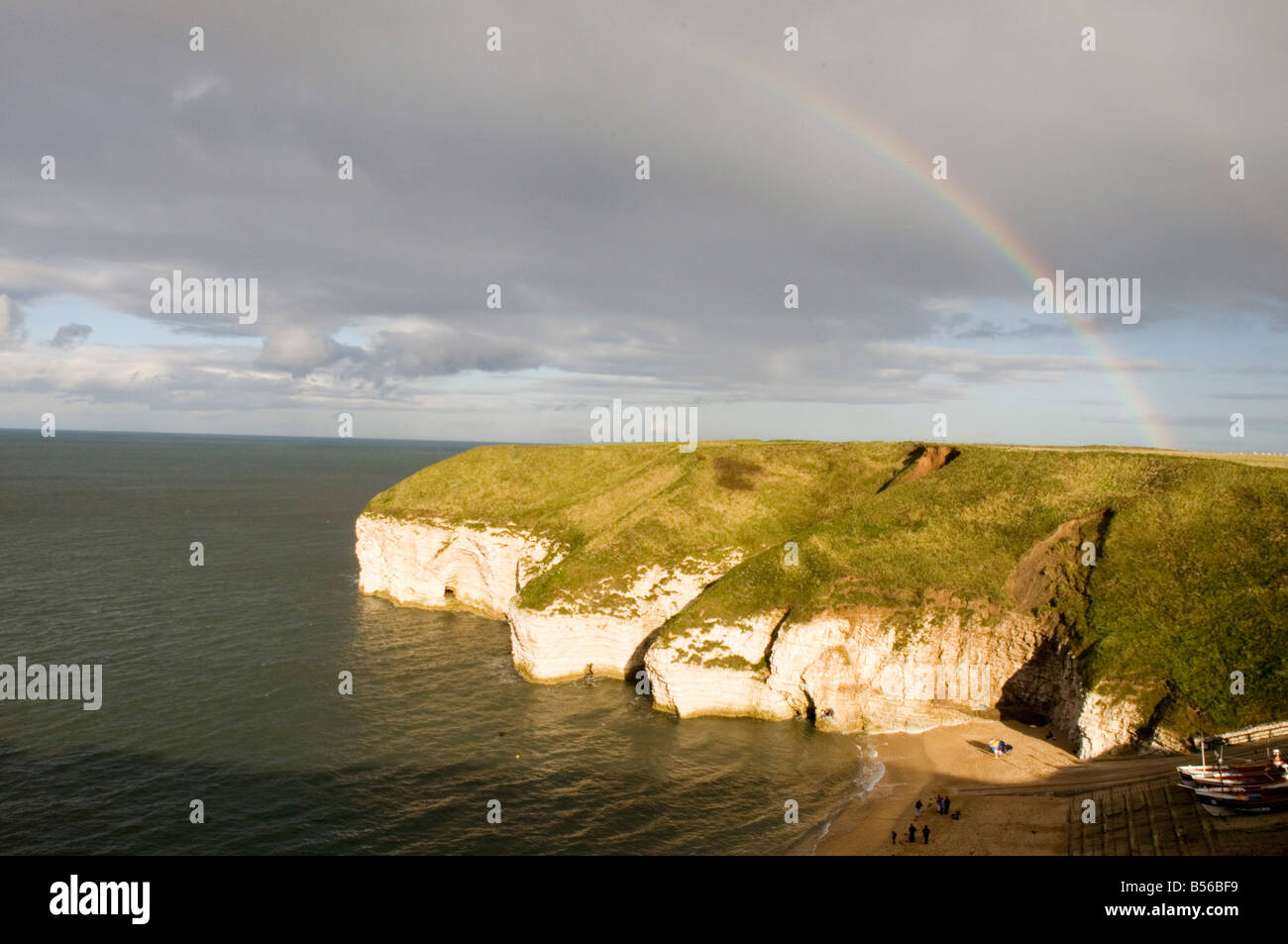 Flamborough Head east yorkshire cliff cliffs beauty spot rainbow over ...