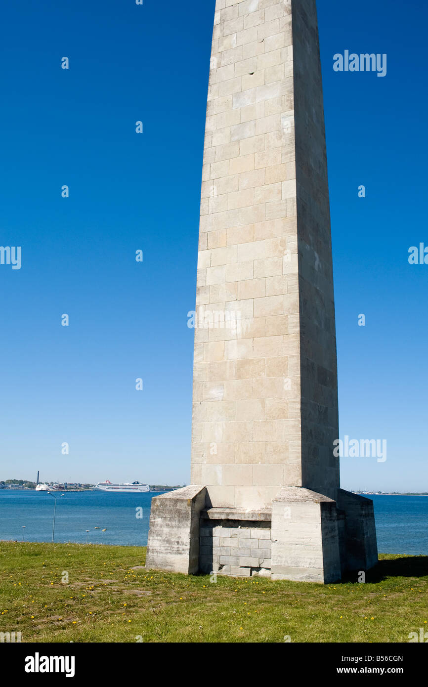 Spire at Maarjamäe War Memorial complex, Tallinn, Estonia. The obelisk ...