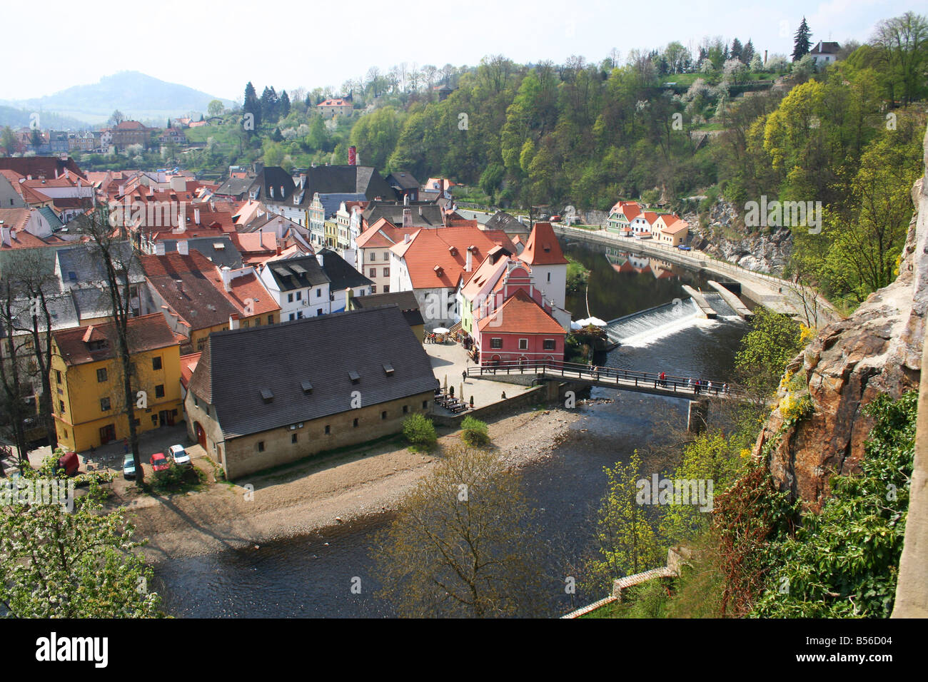 River bond in Cesky Krumlov Český Krumlov beautiful medieval Czech city ...