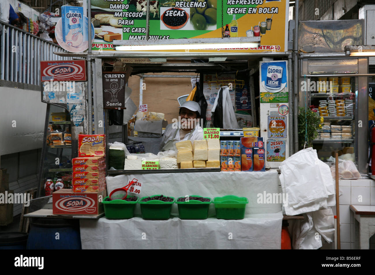 Dairy Salesman, Mercado Central, Lima, Peru Stock Photo - Alamy
