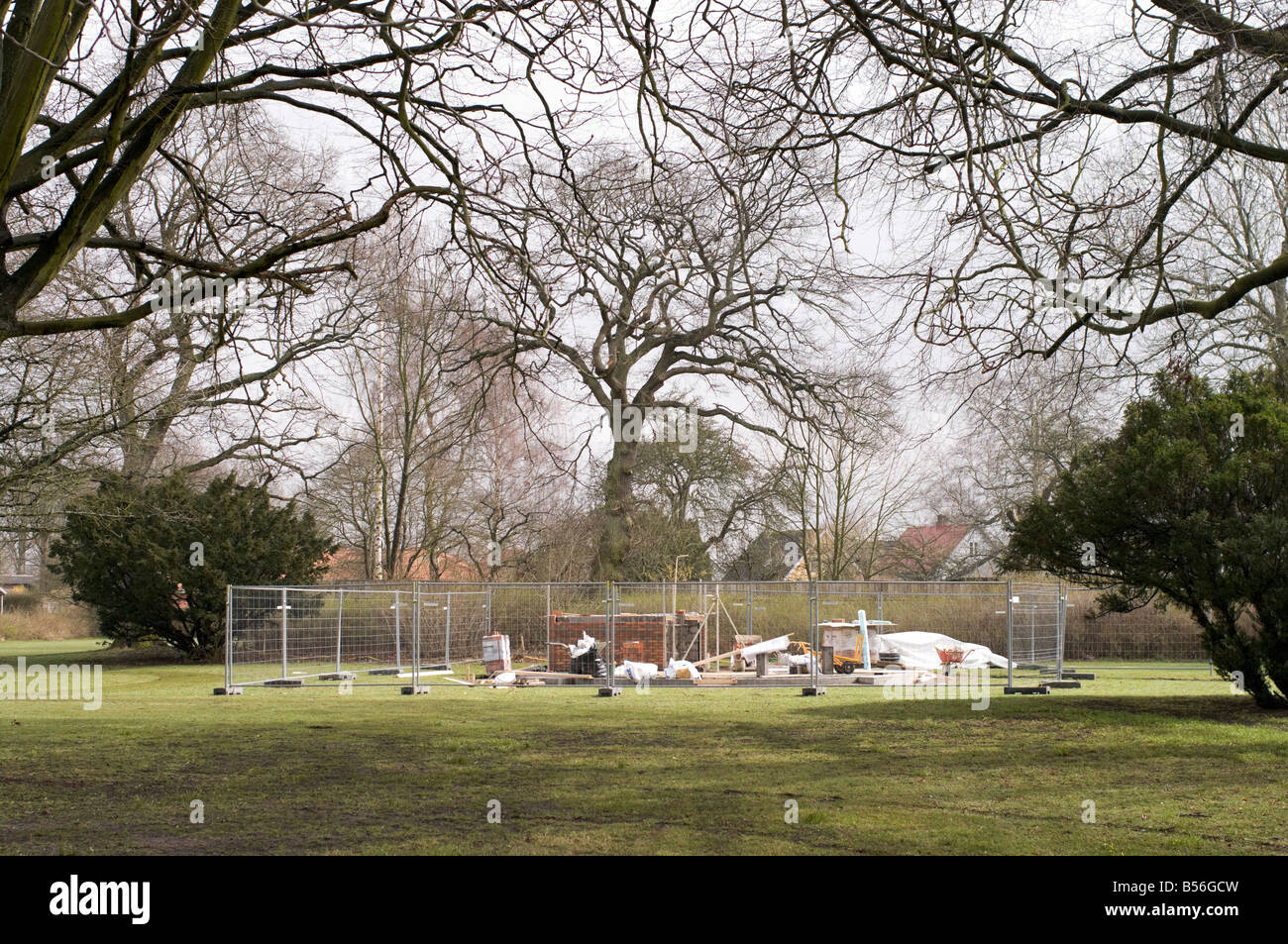 Construction site in a park Stock Photo - Alamy