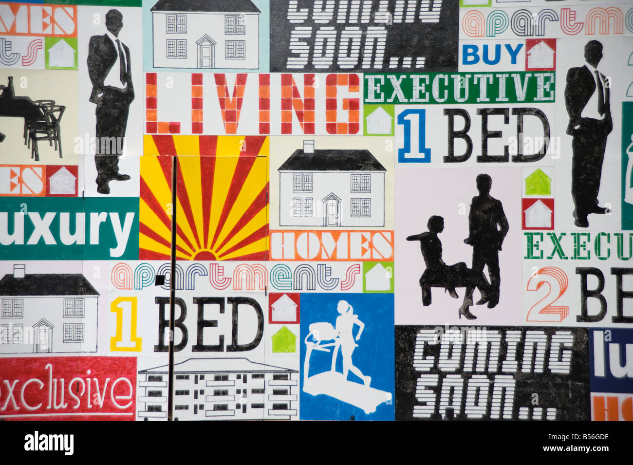 Brit Art work montage in Hoxton east London displayed on a building ...